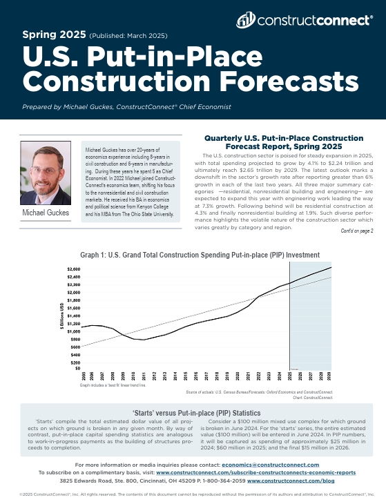 US Put-in-Place Construction Forecasts: Spring 2025